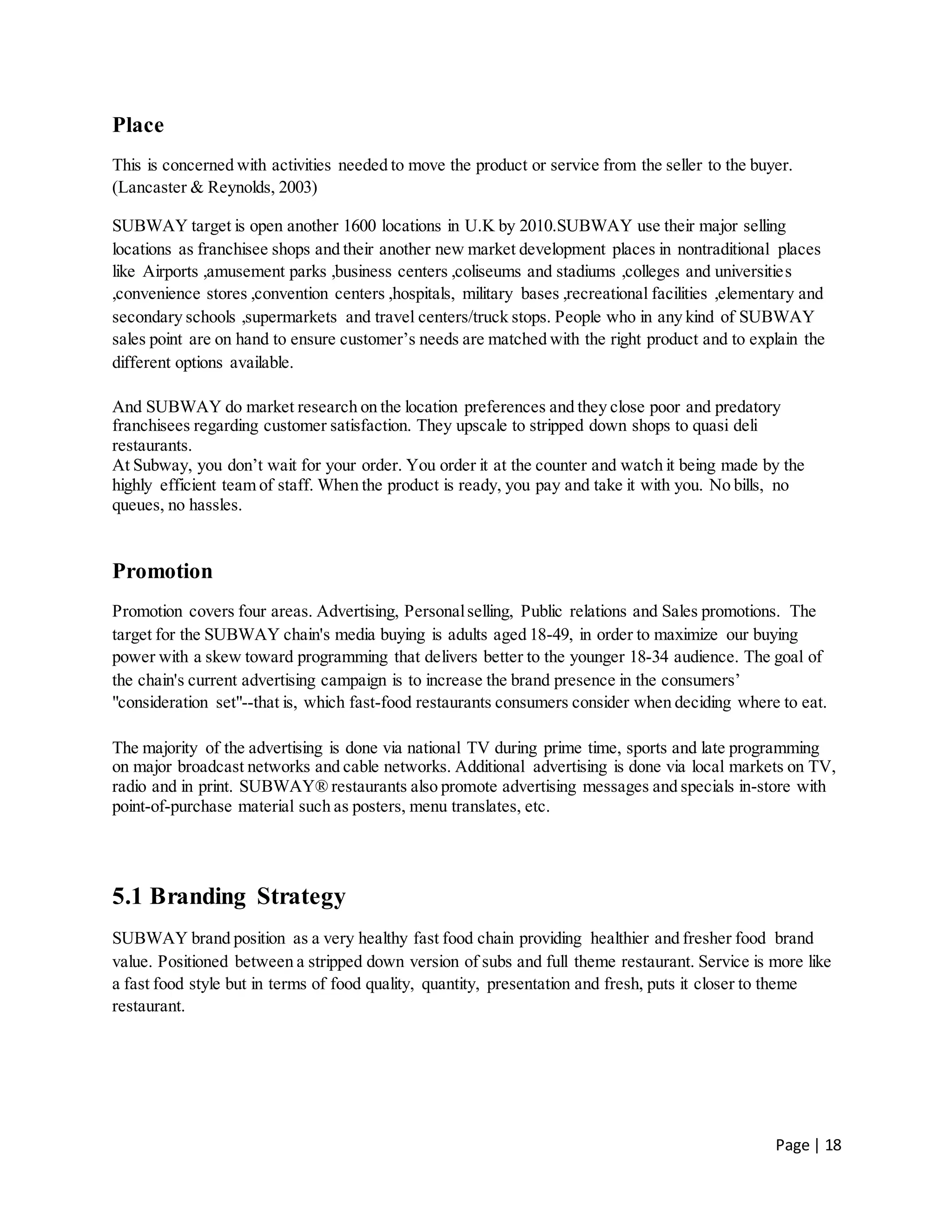 Subway -marketing_plan | DOCX