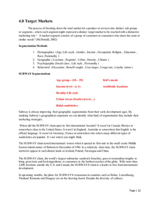 Subway -marketing_plan | DOCX