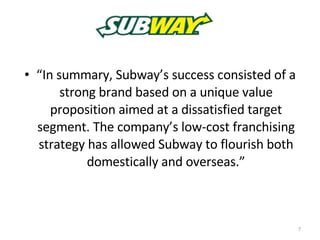 Subway's Move to the Asia-Pacific Market | PPT