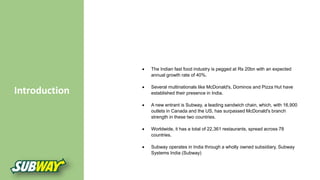 Subway: The Franchising Concept in India through Service Marketing | PPTX