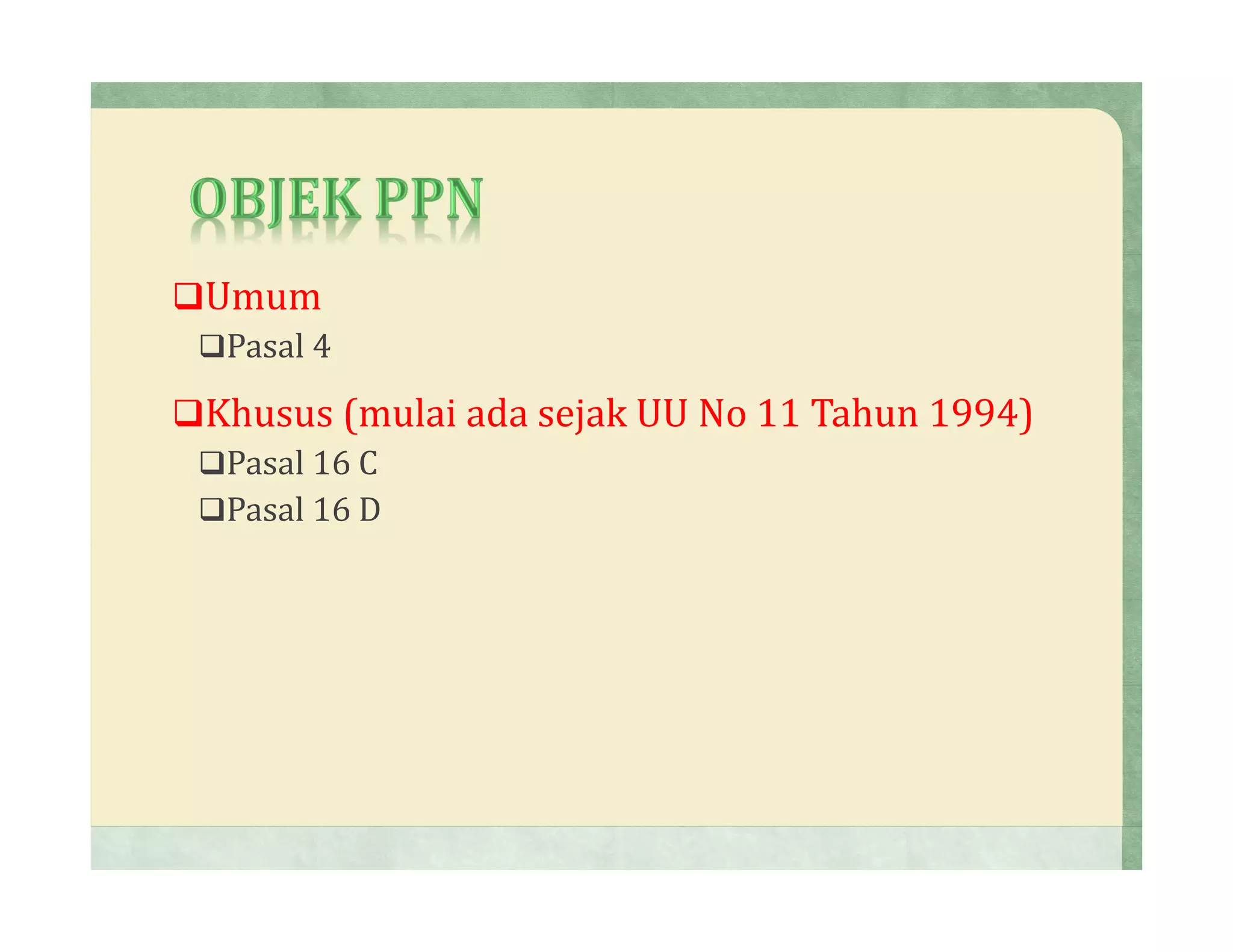 Subyek ppn dan objek ppn | PDF