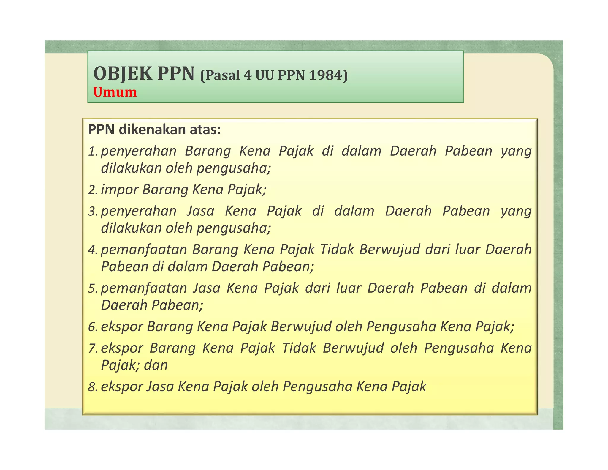 Subyek ppn dan objek ppn | PDF
