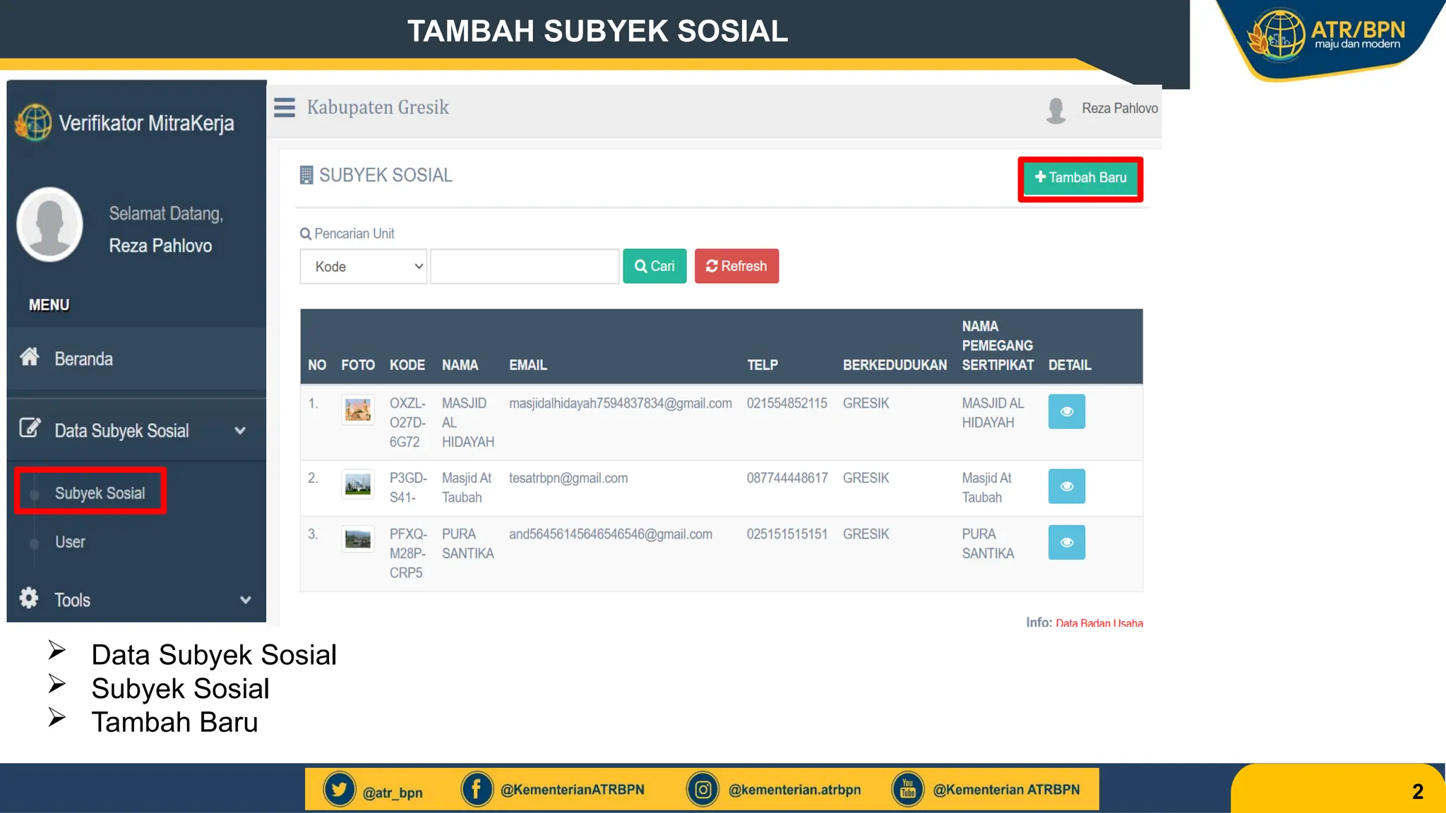 MATERI SUBYEK SOSIAL PAPARAN PUSDATIN ATRBPN.pptx