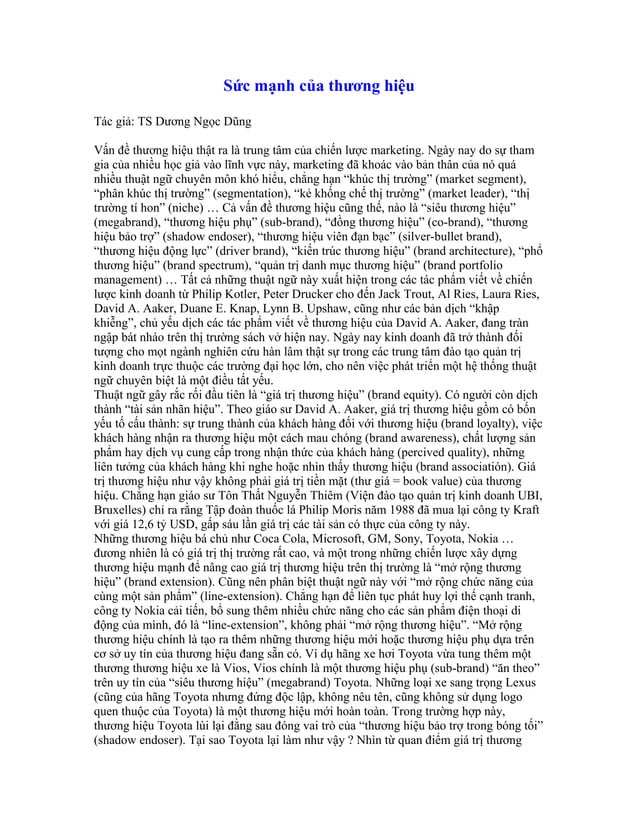 Sức mạnh của thương hiệu | PDF
