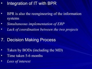 Success And Failure of BPR in a Public Sector Industry | PPT