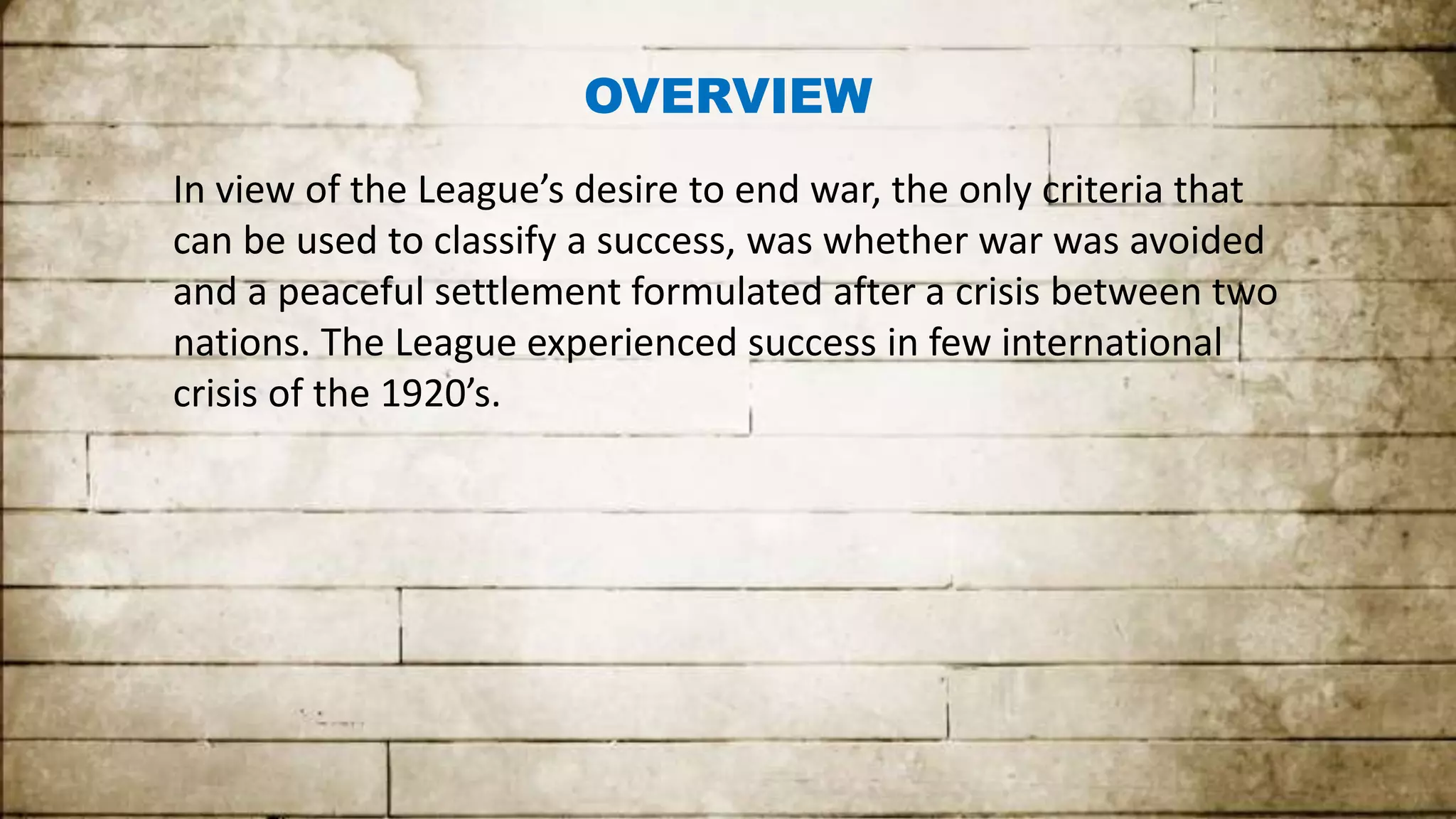 CAMBRIDGE IGCSE HISTORY: SUCCESSES OF THE LEAGUE OF NATIONS | PPTX