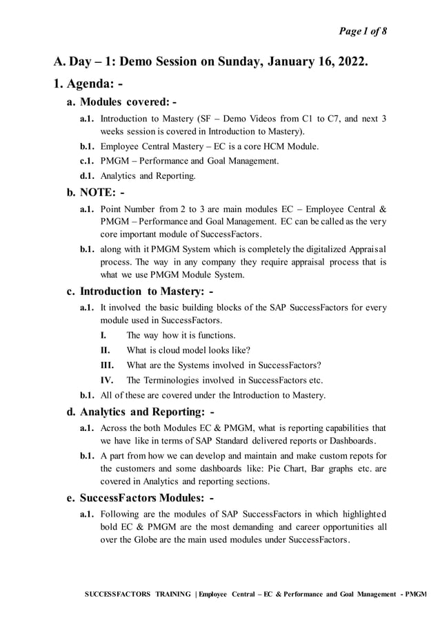 SuccessFactors EC & PMGM Notes.docx | Human Resources | Business