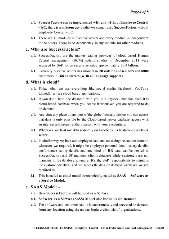 SuccessFactors EC & PMGM Notes.docx | Human Resources | Business
