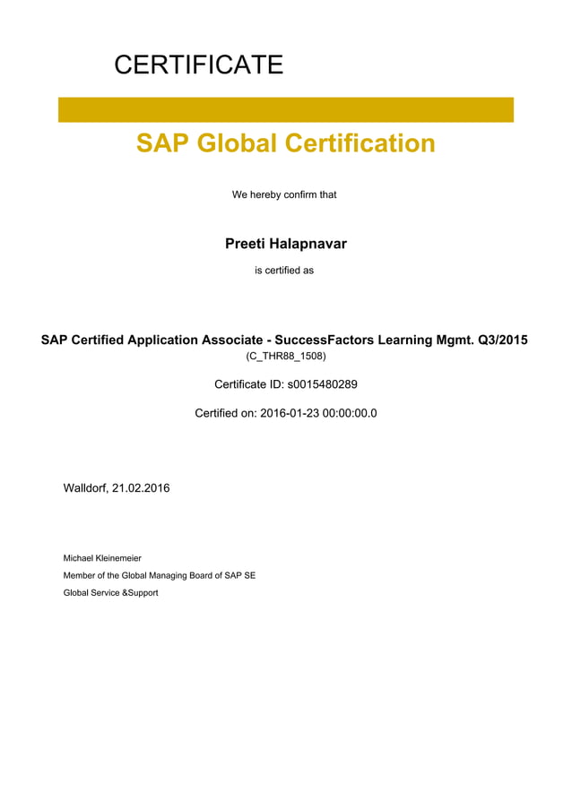 SuccessFactors Learning Associate Certificate | PDF