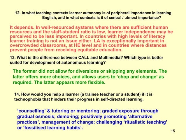Successful Learner Autonomy and Learner Independence in Self-Directed ...