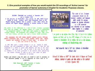 Successful Learner Autonomy and Learner Independence in Self-Directed ...