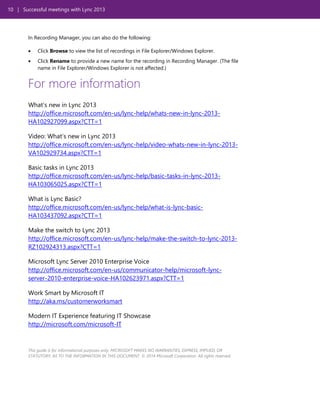 Successful Meetings with Lync 2013 - Template for Training - Atidan | PDF