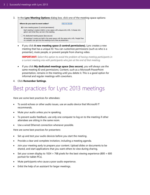 Successful Meetings with Lync 2013 - Template for Training - Atidan | PDF