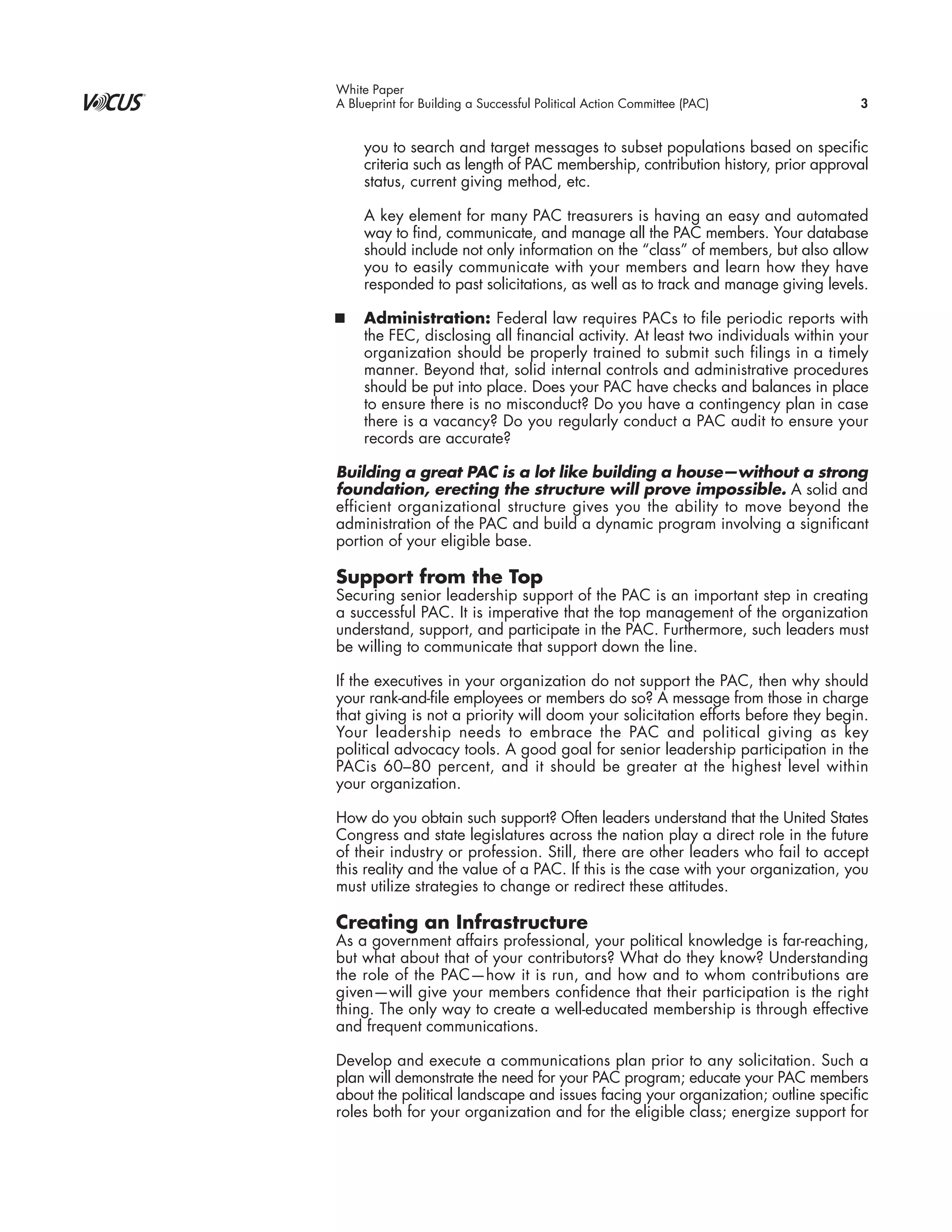 Blueprint for Building a Successful Political Action Committee | PDF