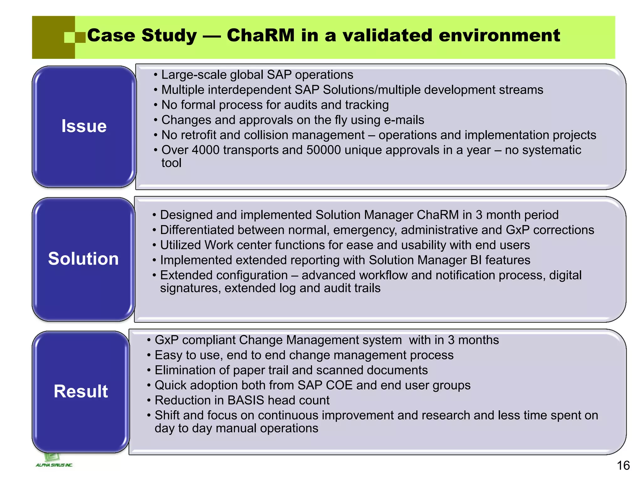 SUCCESSFUL CHARM IMPLEMENTATION IN A VALIDATED ENVIRONMENT | PDF