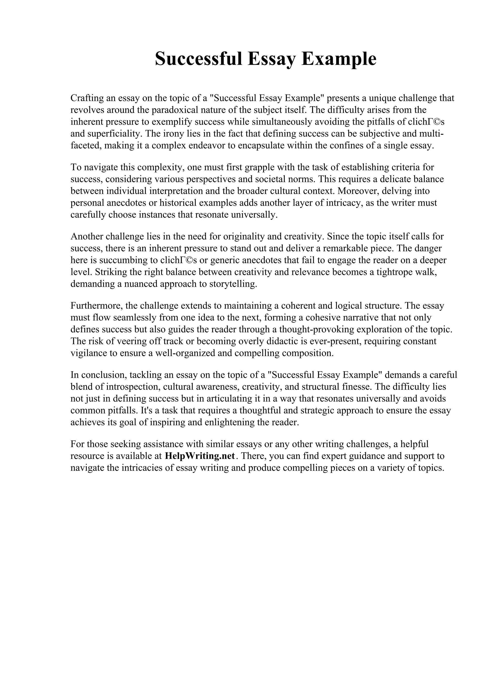 Successful Essay Example | PDF