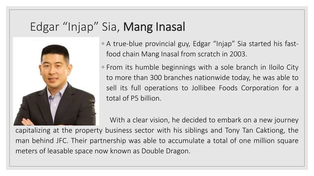 Successful filipino entrepreneurs | PPTX | Business | Business and Finance