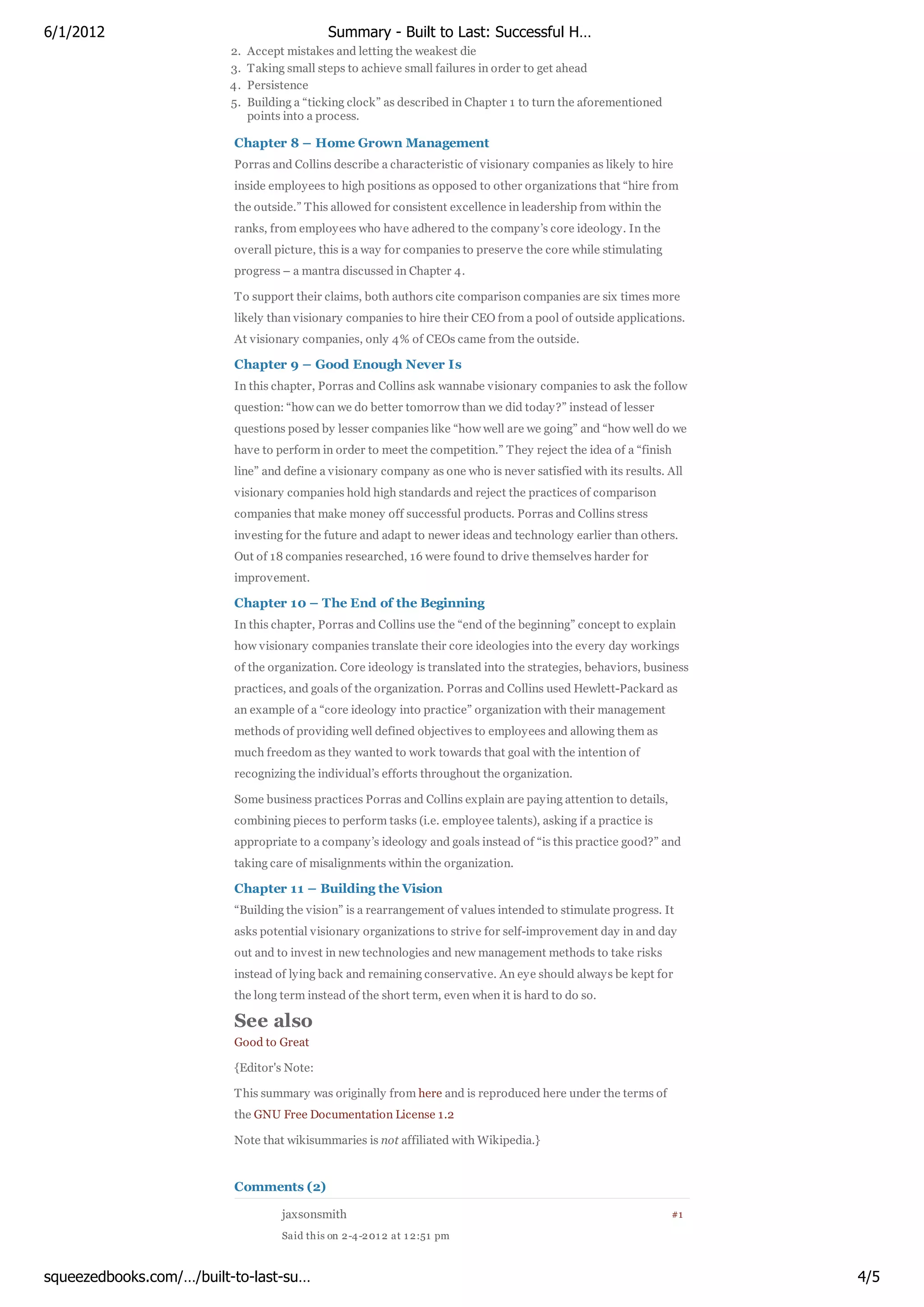 Successful habits of visionary companies jim collins, jerry i. porras | PDF