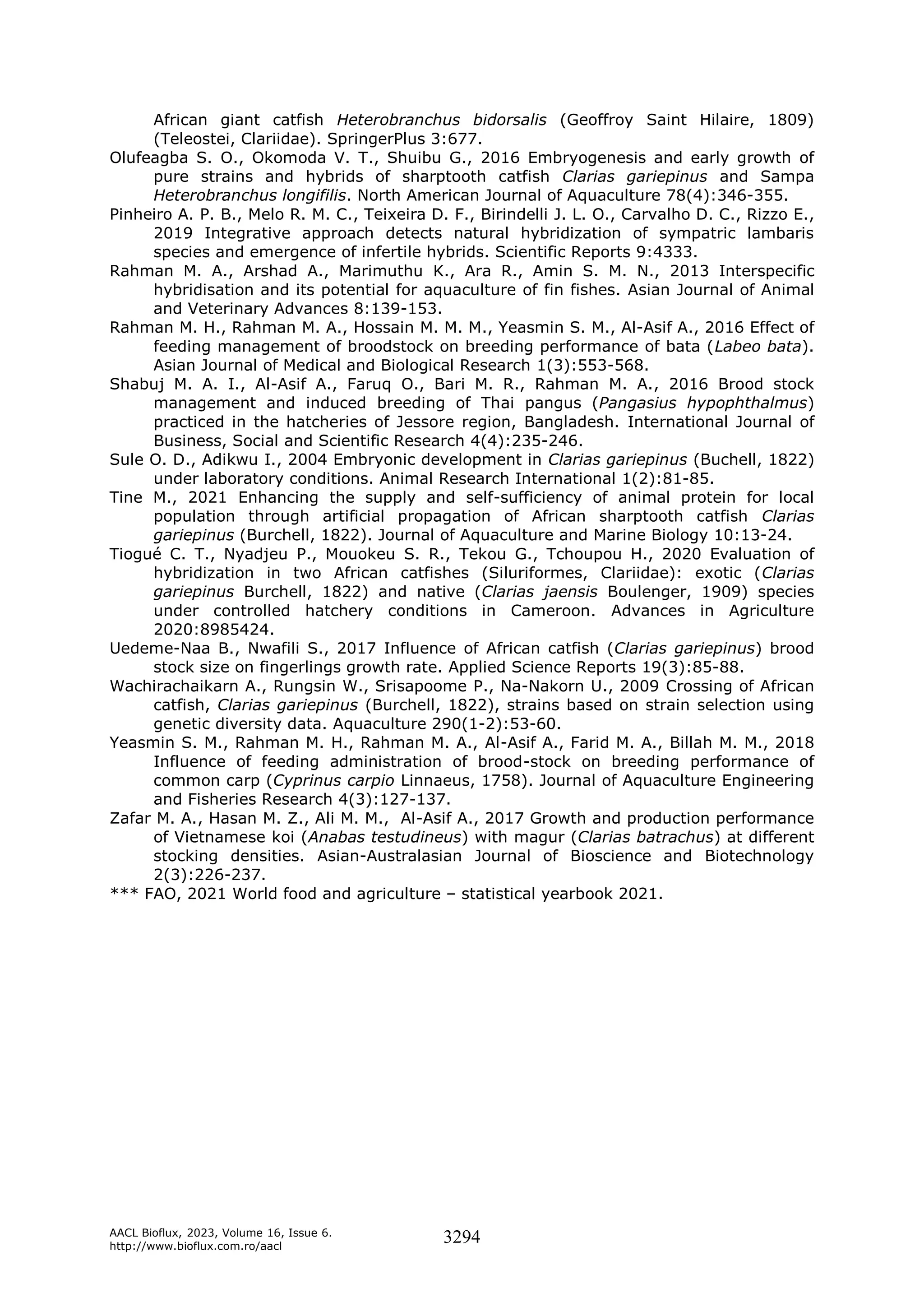 Successful hybridization between Clarias microstomus♂ and Clarias ...