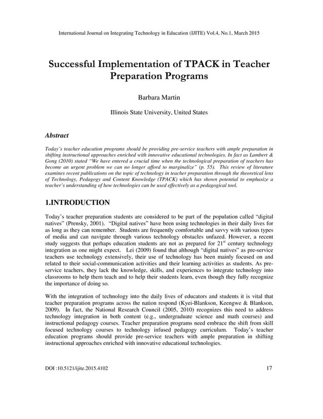 Successful implementation of tpack in teacher | PDF