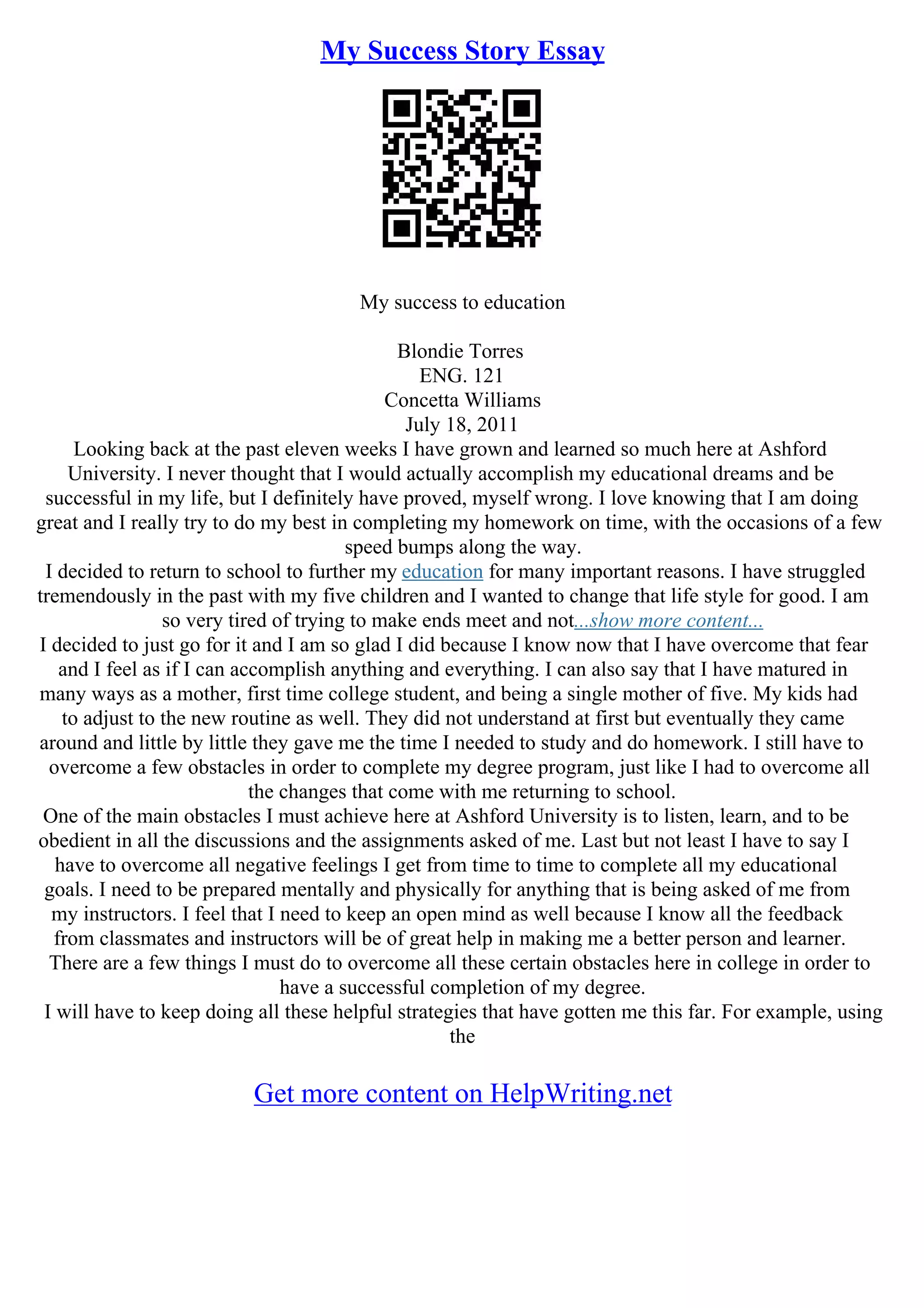 Successful Life Essay | PDF