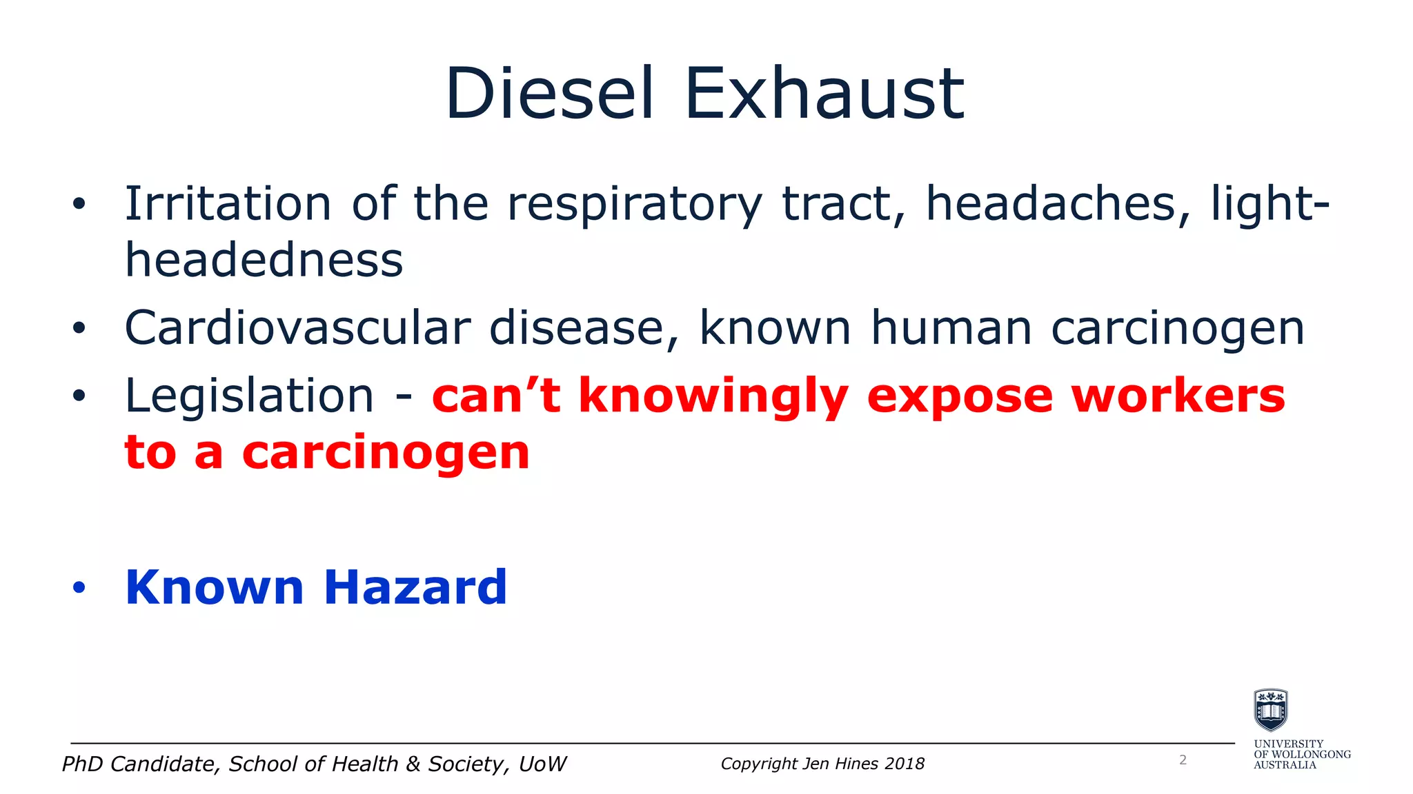 Successfully controlling diesel exhaust exposure Jennifer Hines | PDF ...