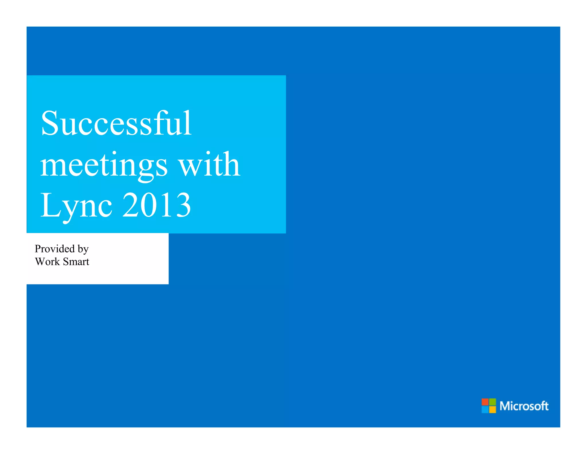 Successful Lync Meetings from Microsoft and Atidan | PPT