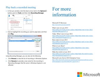 Successful Lync Meetings from Microsoft and Atidan | PPT