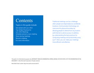 Successful Lync Meetings from Microsoft and Atidan | PPT