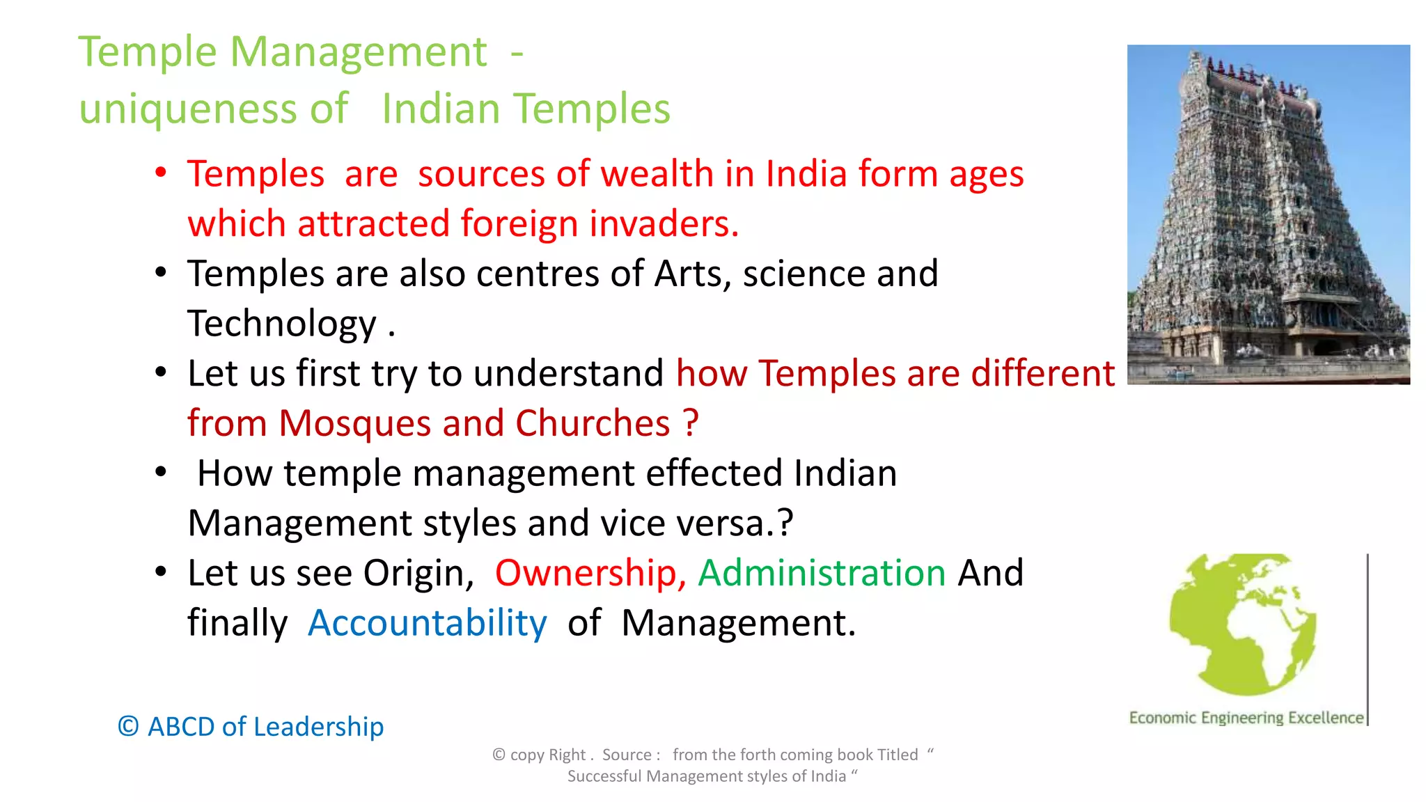 Successful management styles of india temple mnagment style | PPTX