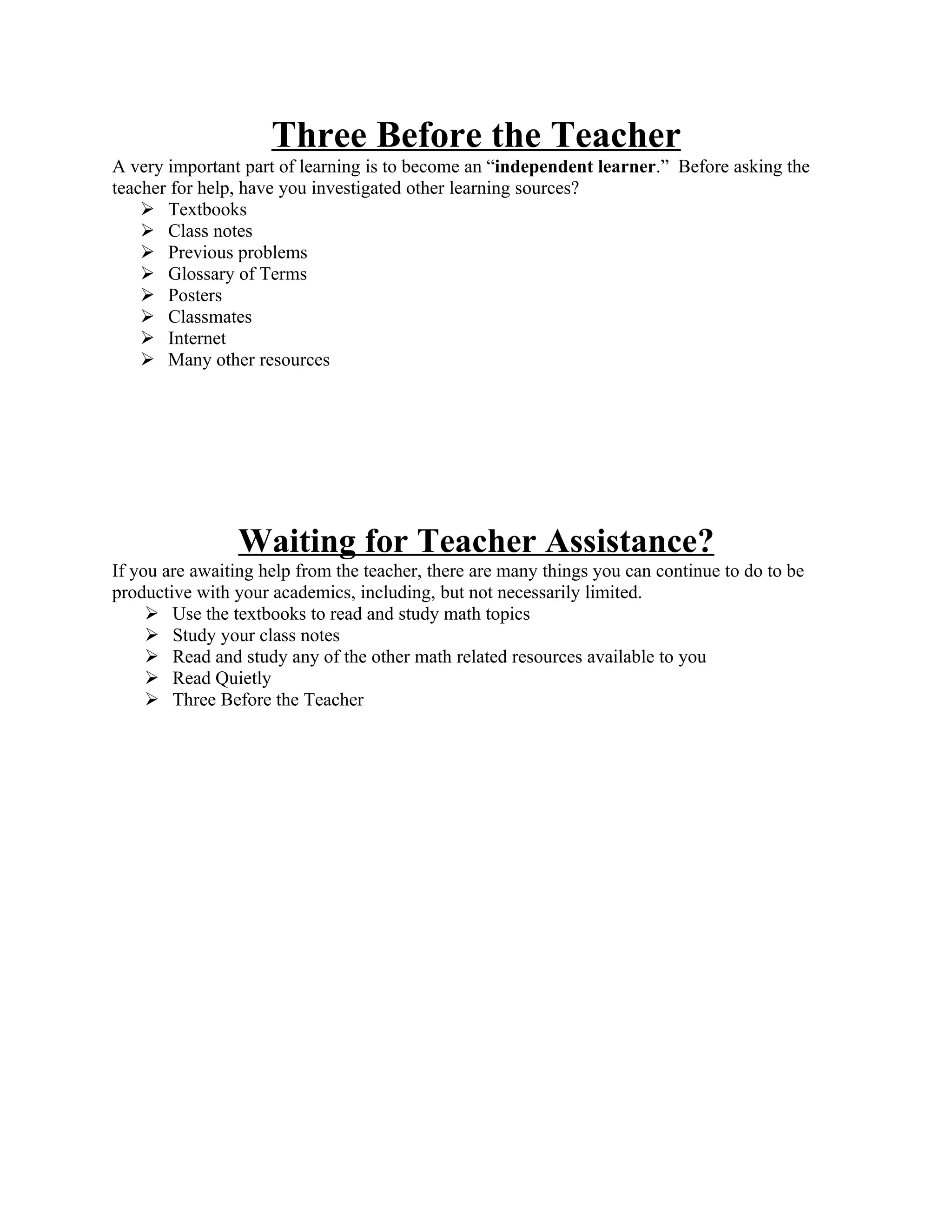 Successful Math Study Skills | DOC | Education