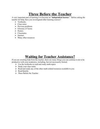 Successful Math Study Skills | DOC | Education