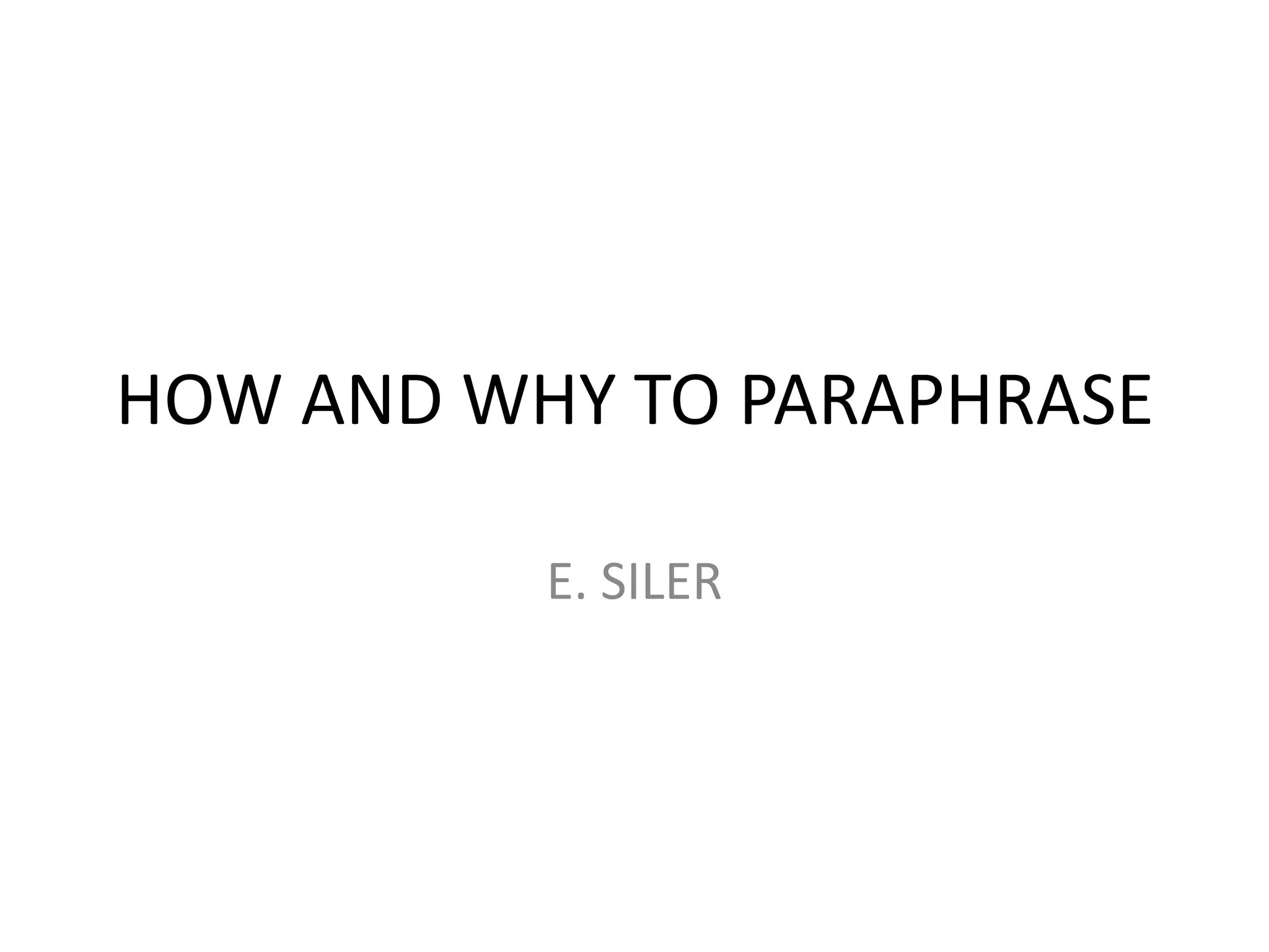 Successful paraphrasing | PPTX