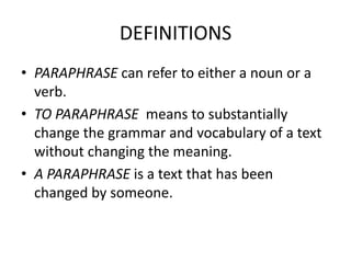 Successful paraphrasing | PPTX | Death, Injury, or Military Conflict ...