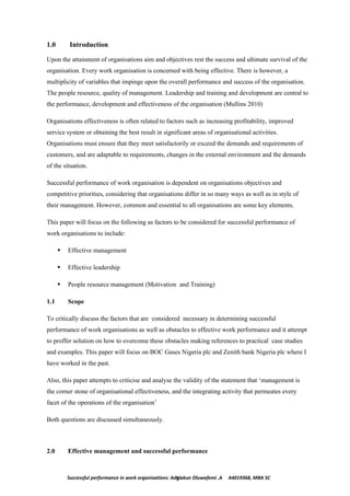 Successful performance in work organisations | DOC