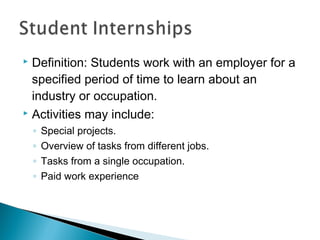 Successful Strategies for Implementing Work-Based Learning Activities | PPT