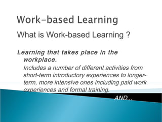 Successful Strategies for Implementing Work-Based Learning Activities | PPT