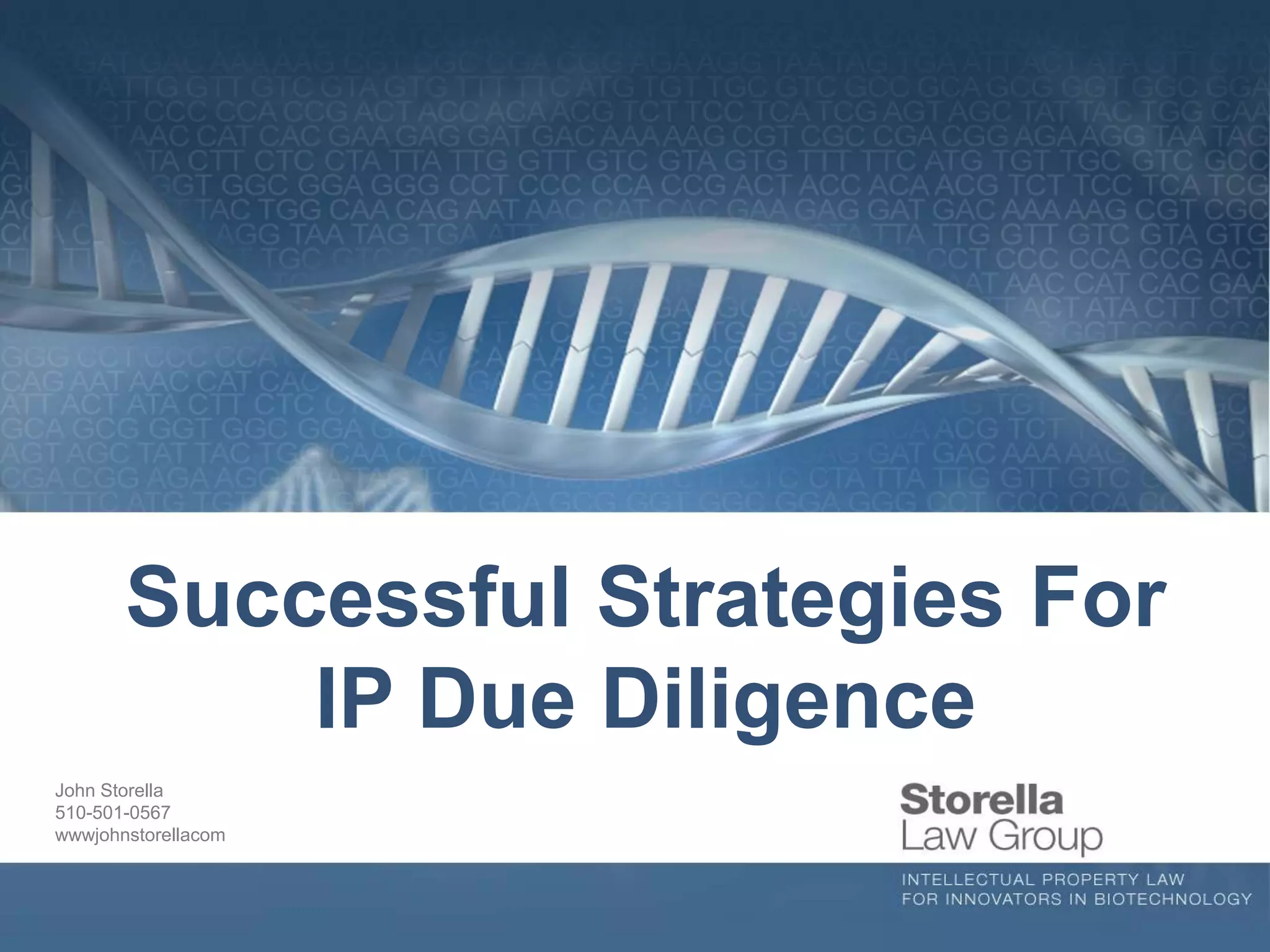Successful Strategies for IP Due Diligence | PPTX