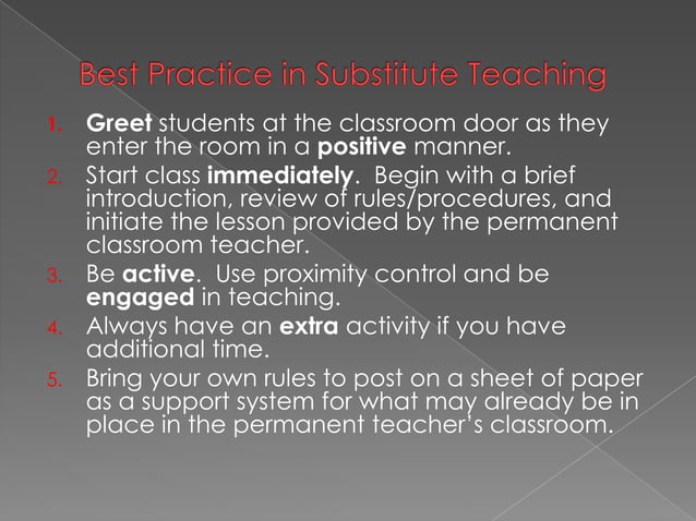 Successful substitute teaching | PPTX