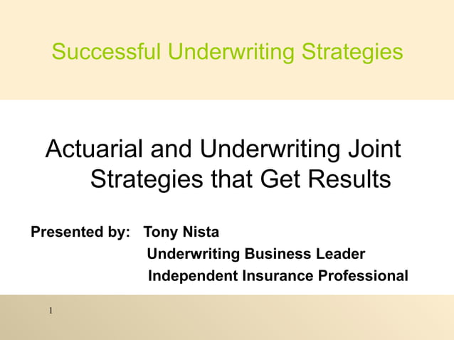 Underwriting Strategies | PPT