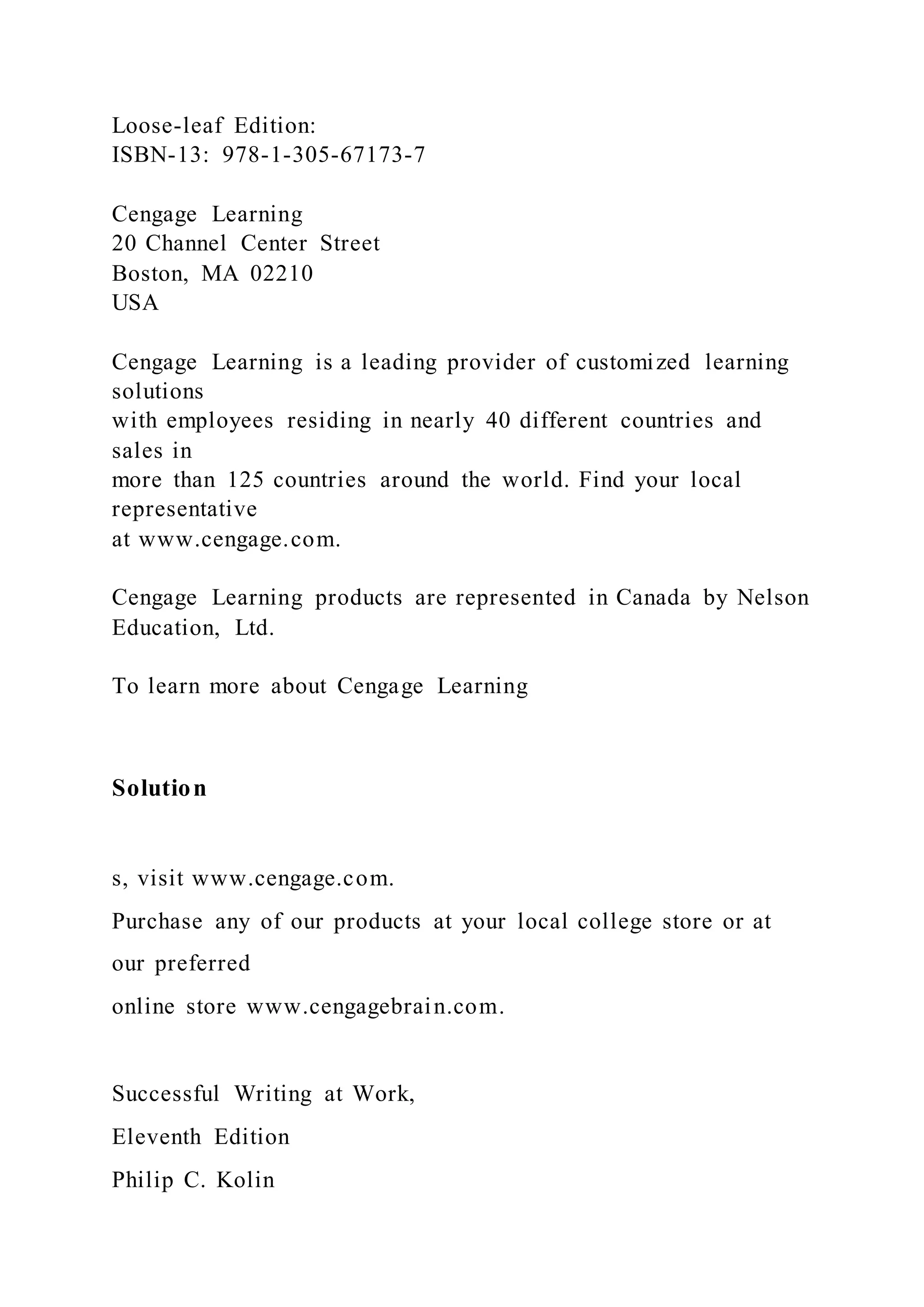 Successful writing at work copyright 2017 cengage learn | DOCX