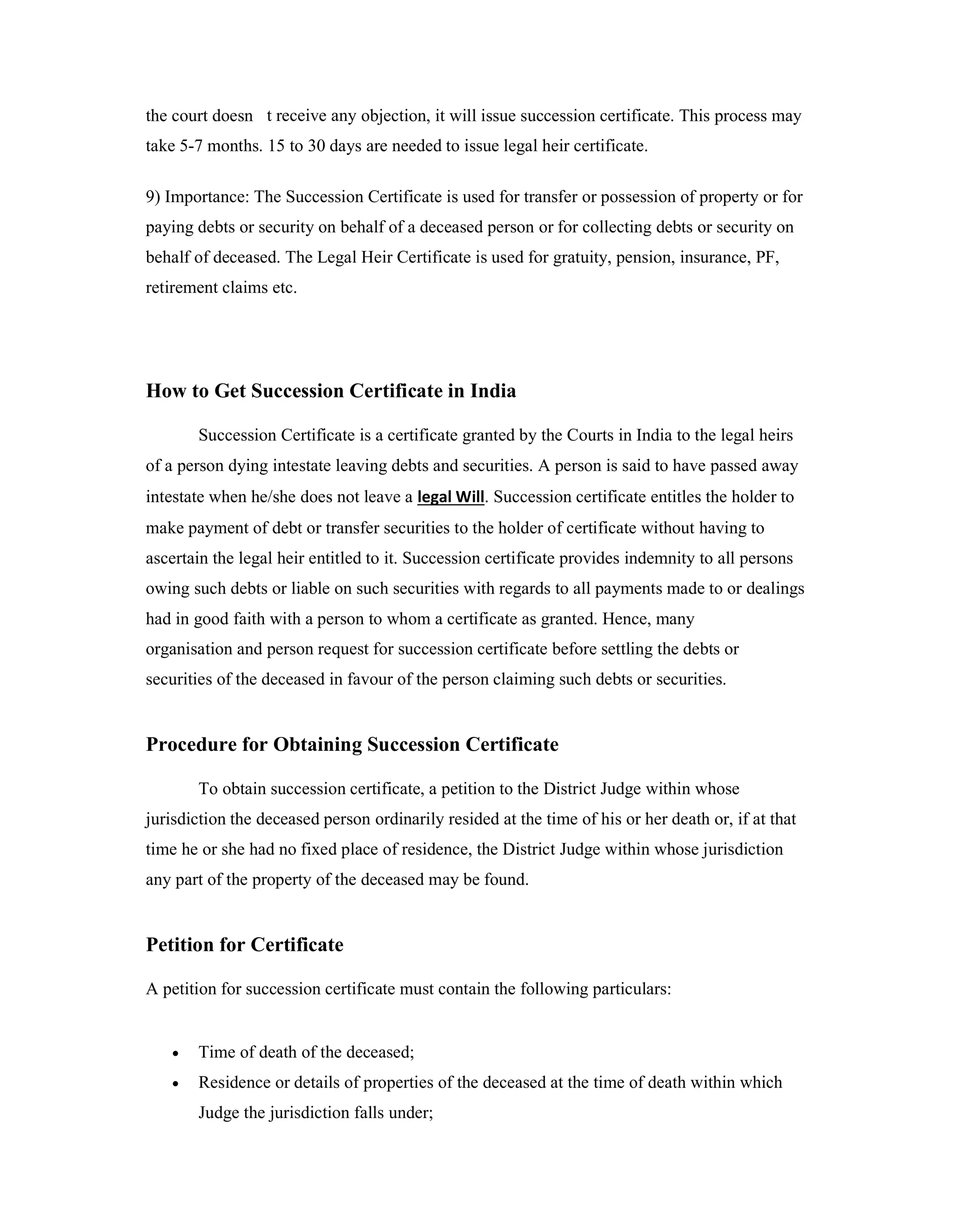 Succession Certificate Pdf