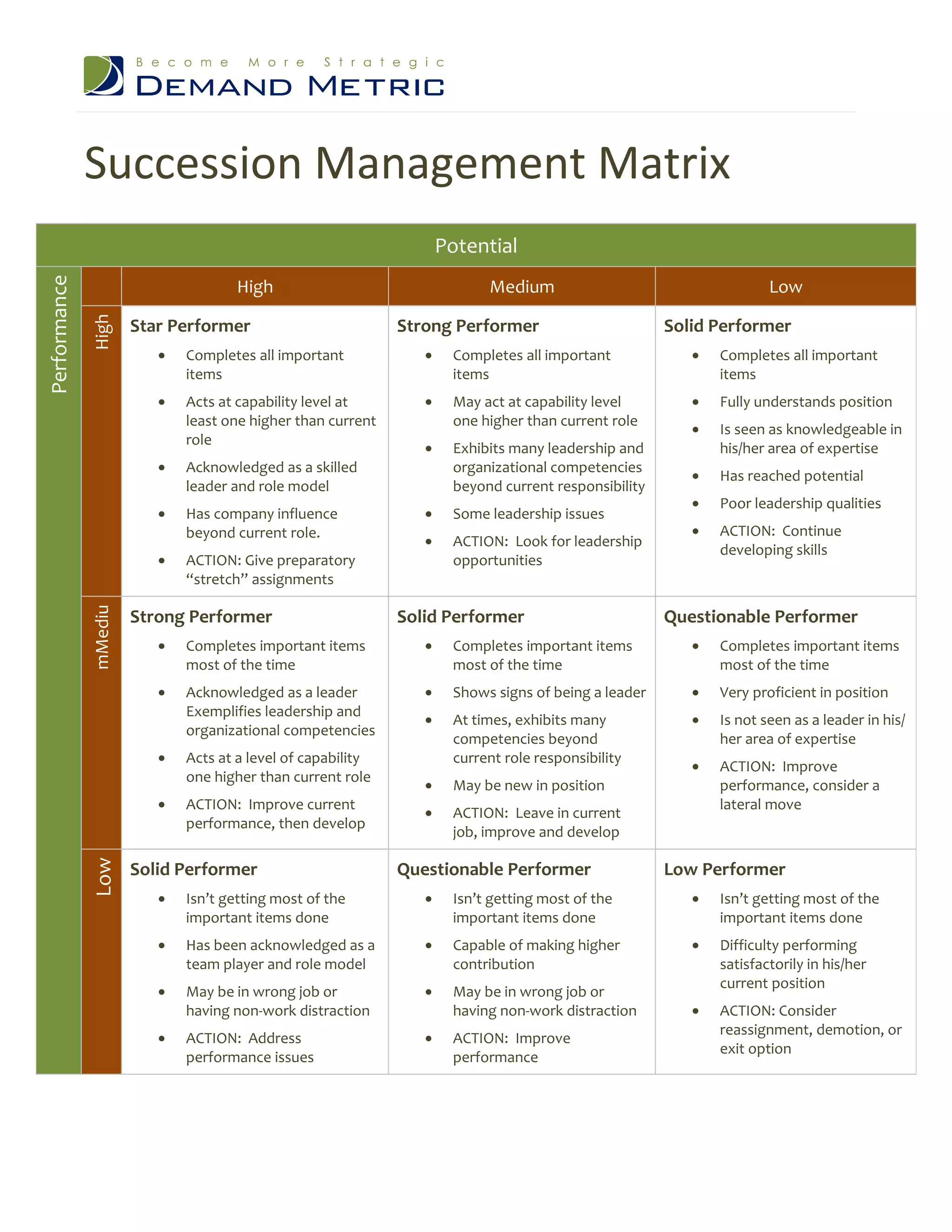Succession Management Matrix | DOC