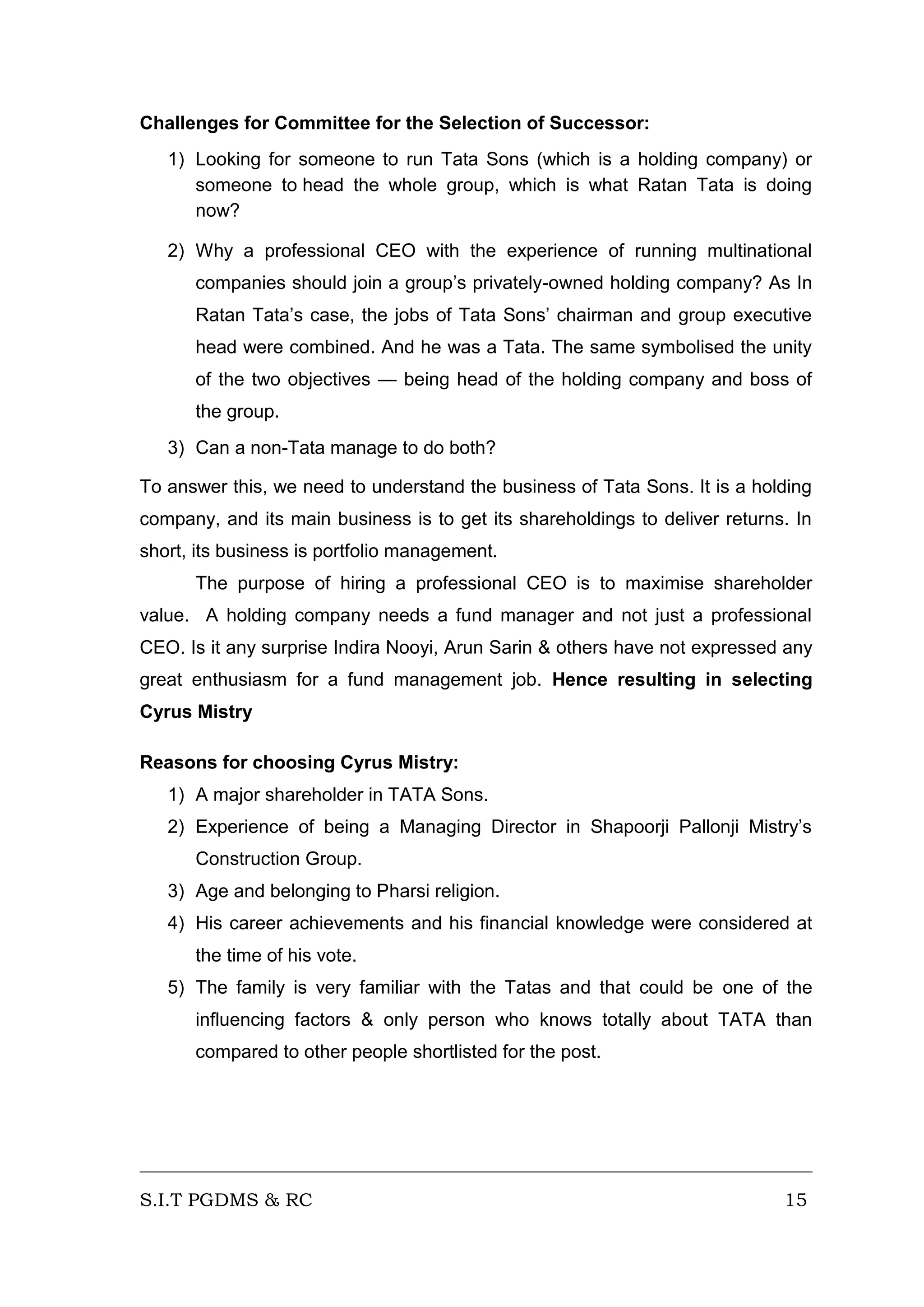 Succession planning with reference to TATA Groups | PDF
