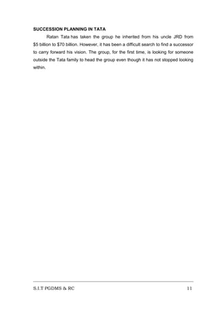 Succession planning with reference to TATA Groups | PDF
