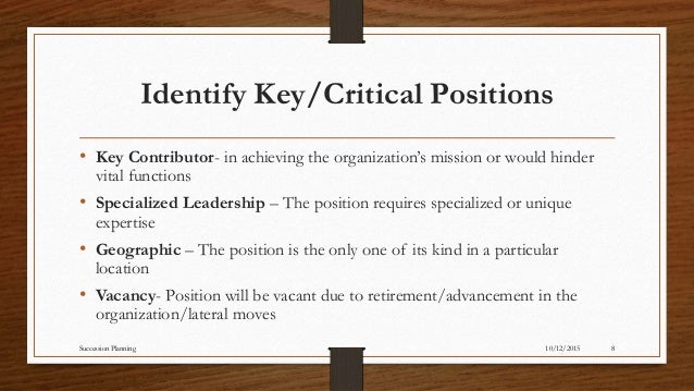 Identifying Key Positions Within Your Organization; Succession Planning ...