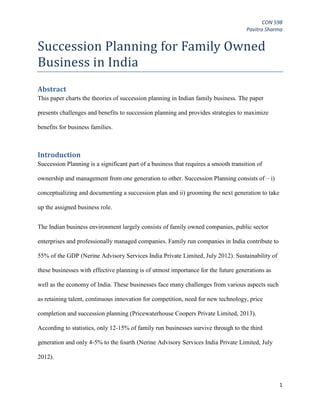 Succession Planning For Family Owned Business in India | PDF | Business Administration | Business