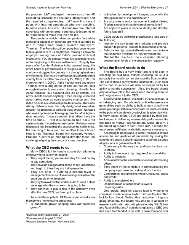 Succession Planning India | PDF | Business Administration | Business