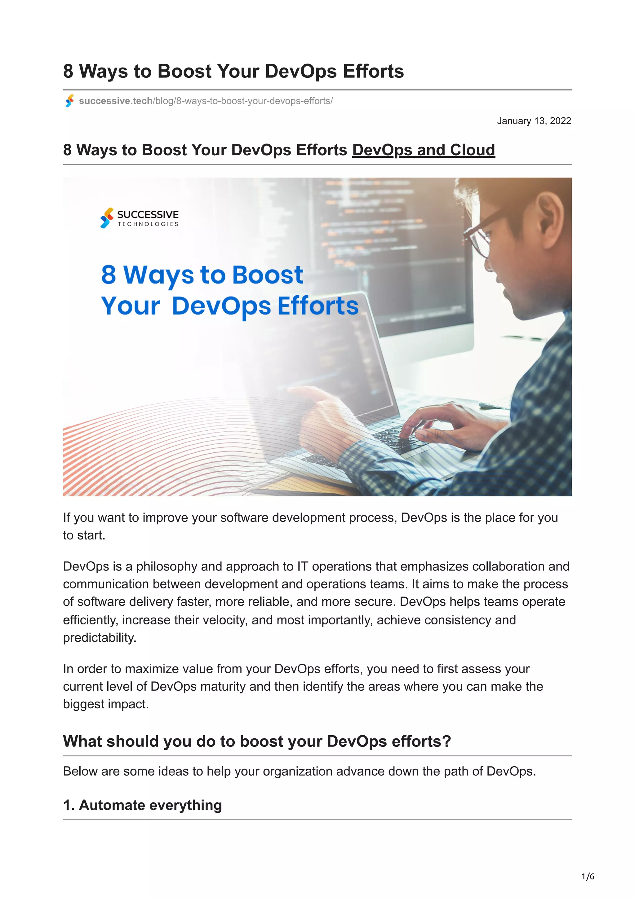 8 Ways to Boost Your DevOps Efforts | PDF | Web Development | Internet