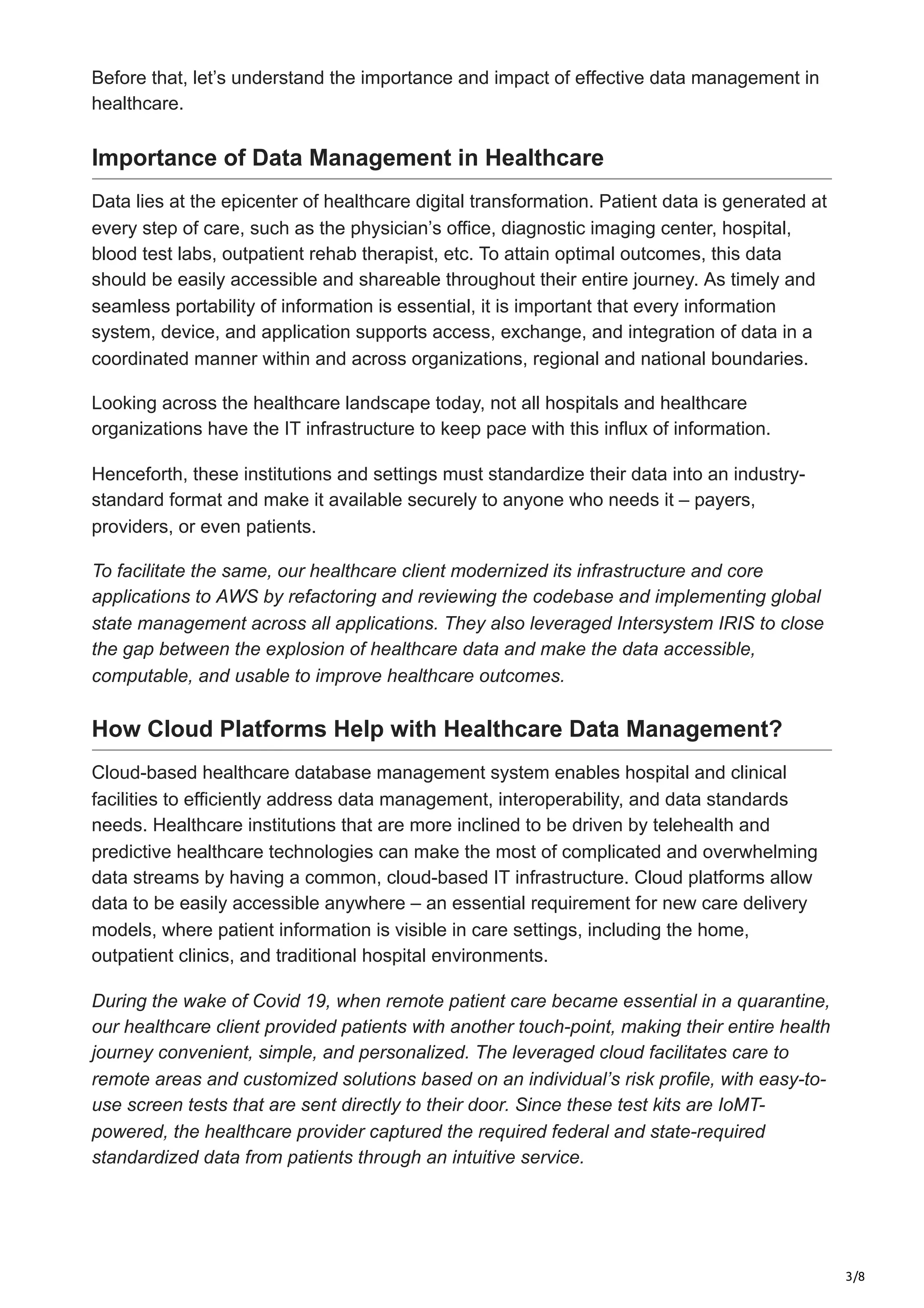 Healthcare and AWS: The Power of Cloud in Patient Care and Data Management | PDF